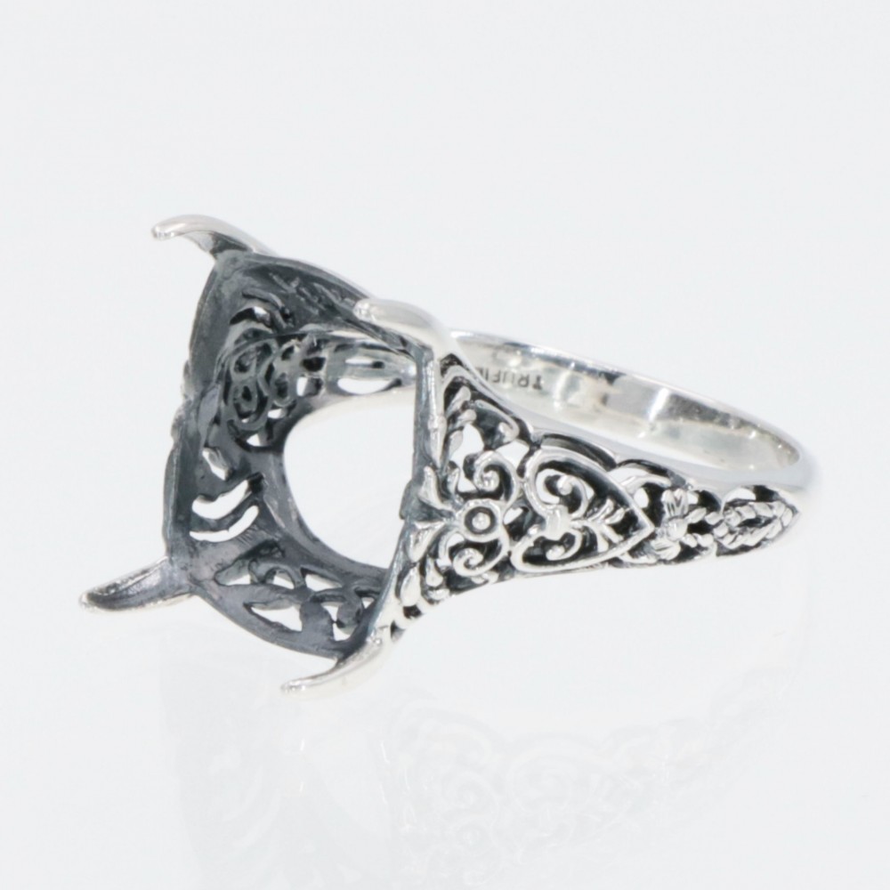 Art Deco Semi Mount Filigree Ring will hold 12x15mm Barrel Shape ...