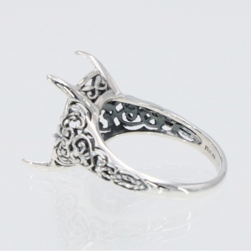 Art Deco Semi Mount Filigree Ring will hold 12x15mm Barrel Shape ...