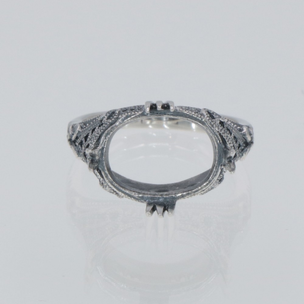 Classic Victorian Semi Mount for Oval 11 x 14mm Gemstone Filigree Ring ...