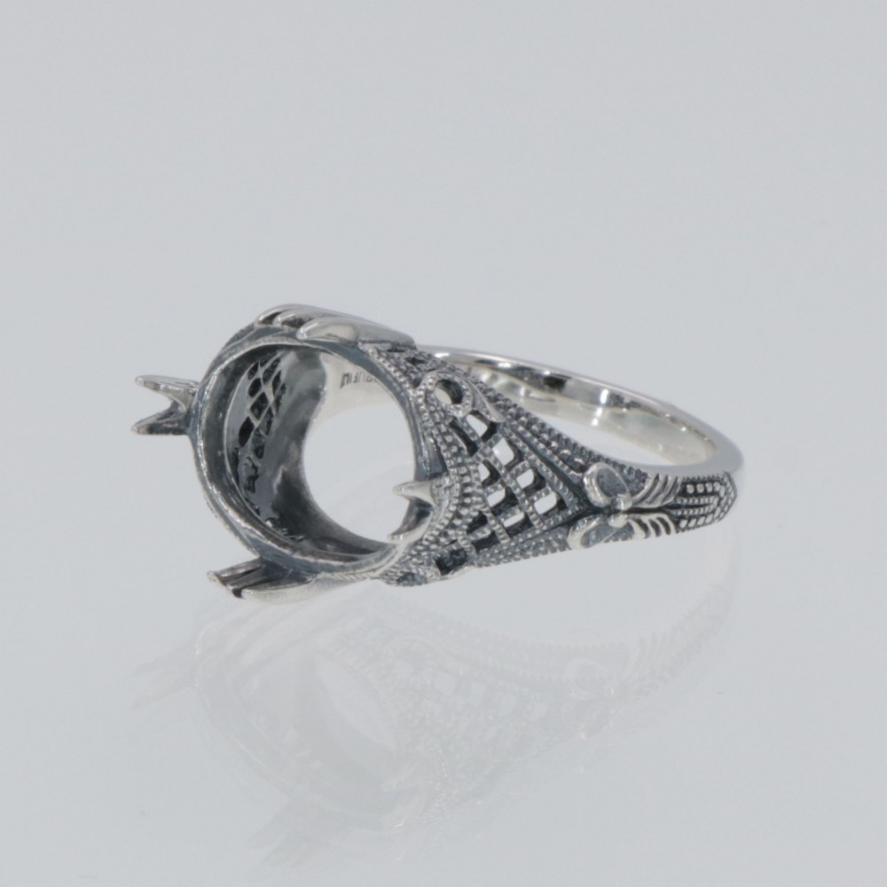 Classic Victorian Semi Mount for Oval 11 x 14mm Gemstone Filigree Ring ...