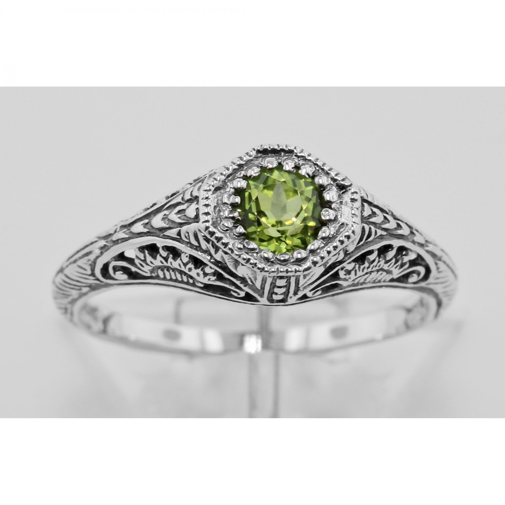 Peridot Filigree Ring - Sterling Silver - FR-117-P