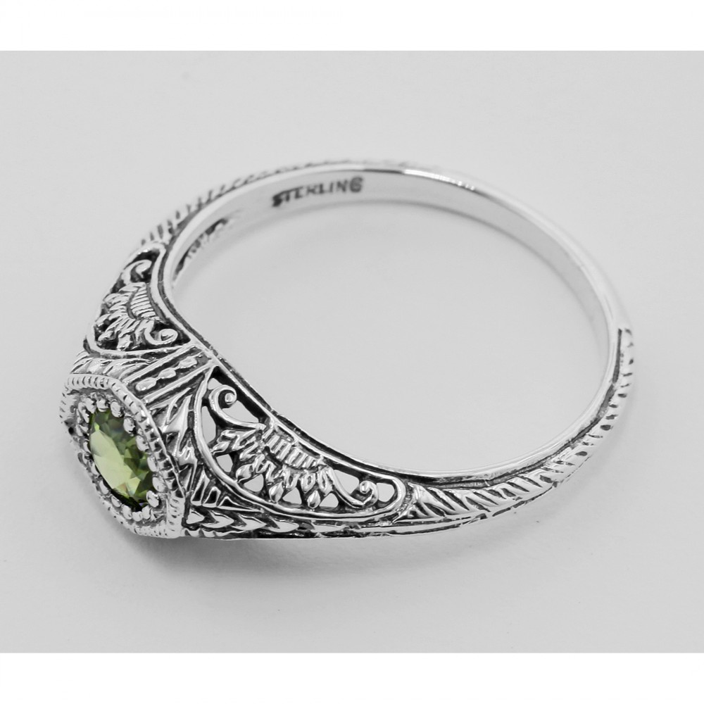 Peridot Filigree Ring - Sterling Silver - FR-117-P