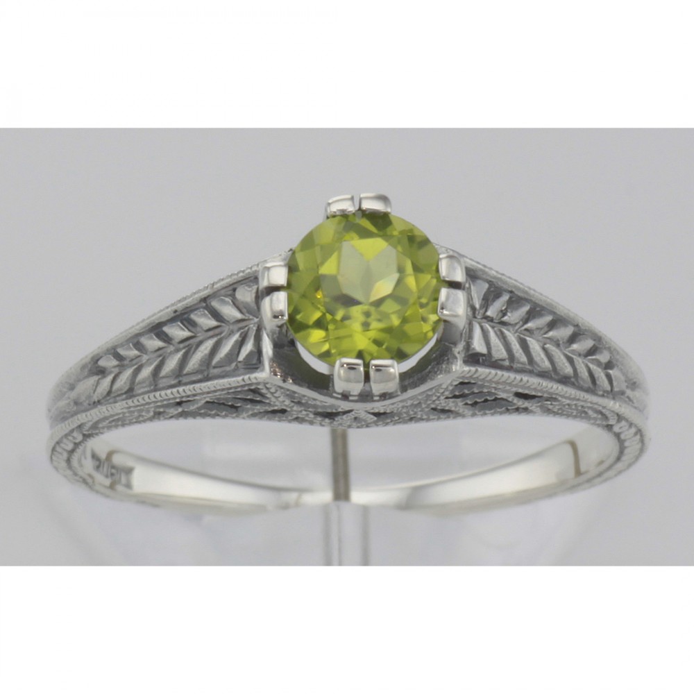 Beautiful Victorian Style Peridot Solitaire Filigree Ring Sterling ...