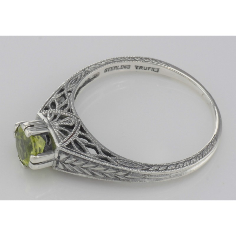 Beautiful Victorian Style Peridot Solitaire Filigree Ring Sterling ...