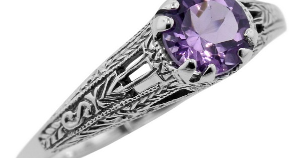 Amethyst Filigree Ring - Sterling Silver - FR-701-AM