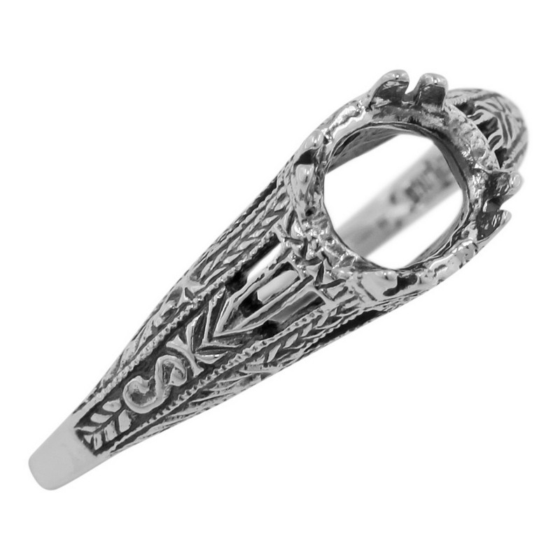 Semi Mount Antique Style Solitaire Filigree Ring Sterling Silver - FR ...