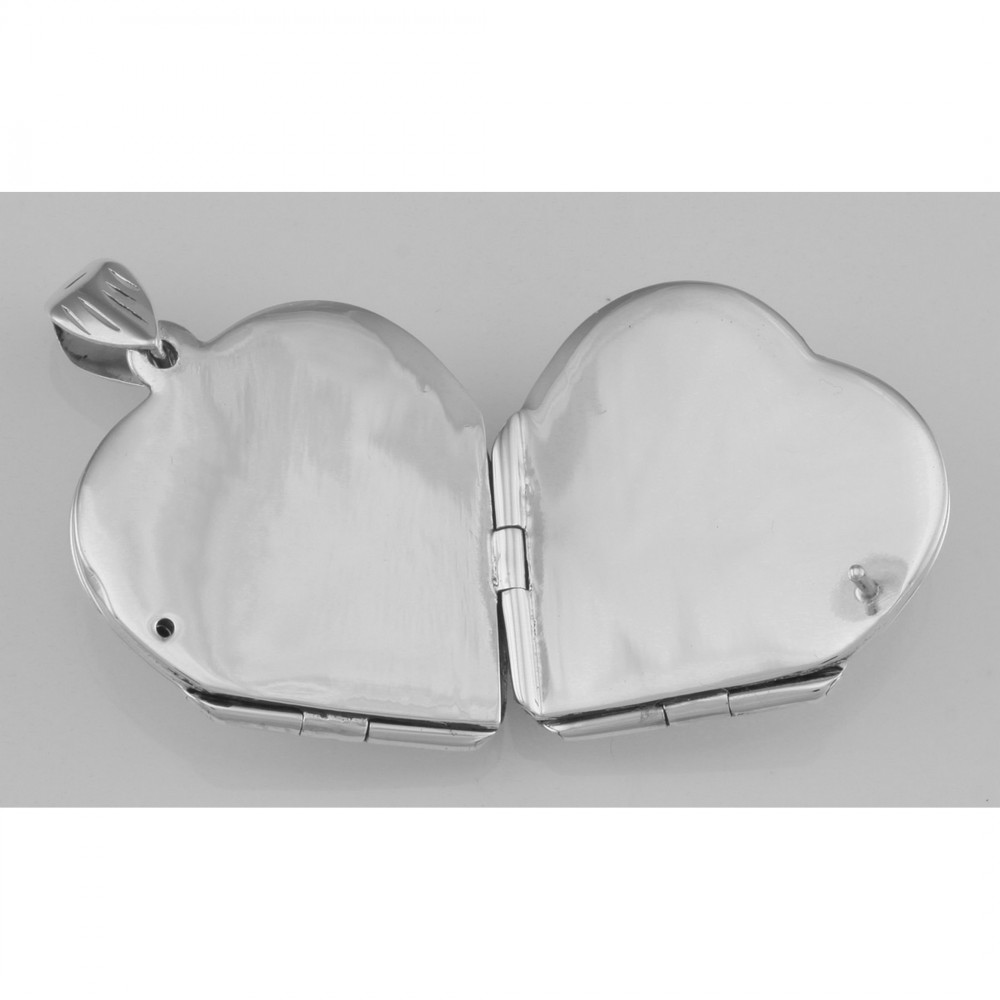 Beautiful Sterling Silver Heart Locket Pendant - 4 Photo Large Clover ...