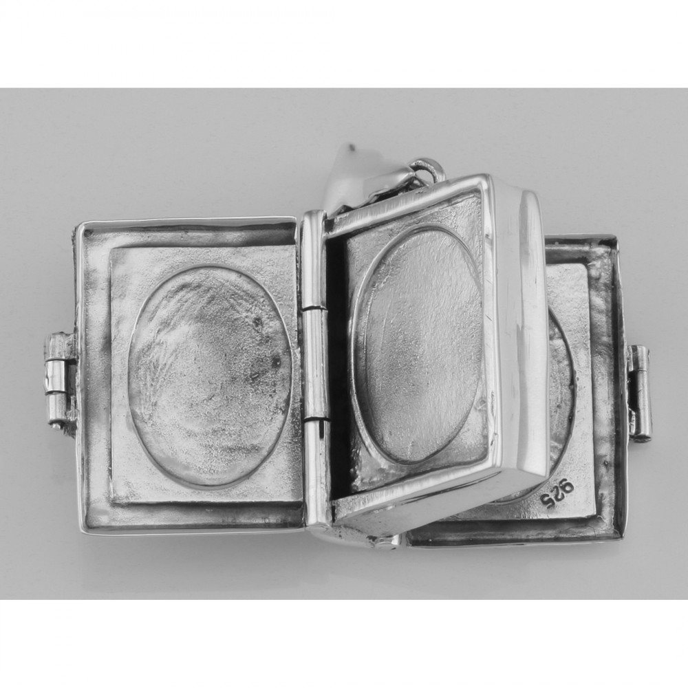 Beautiful Sterling Silver Antique Style Book Locket Pendant - HP-66463