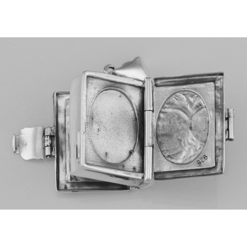 Beautiful Sterling Silver Antique Style Book Locket Pendant - HP-66463