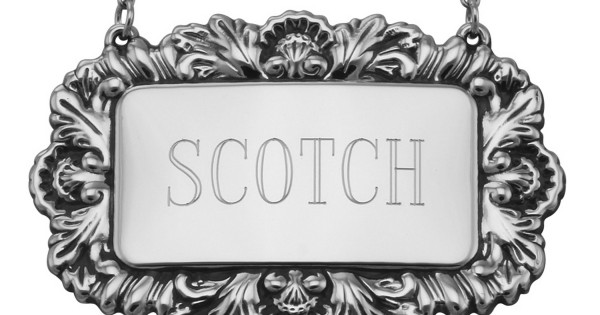 Scotch Liquor Decanter Label / Tag - Sterling Silver - LL-102