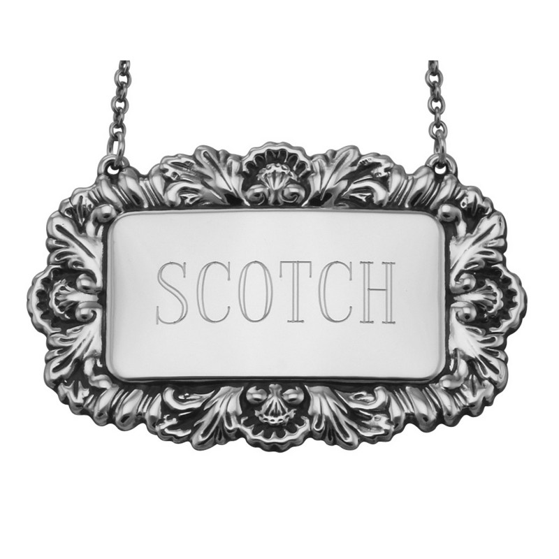 Scotch Liquor Decanter Label / Tag - Sterling Silver - LL-102