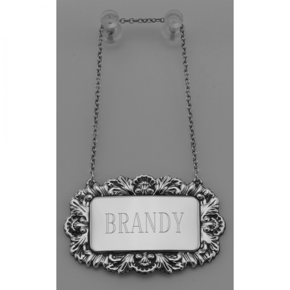 Brandy Liquor Decanter Label / Tag - Sterling Silver - LL-107