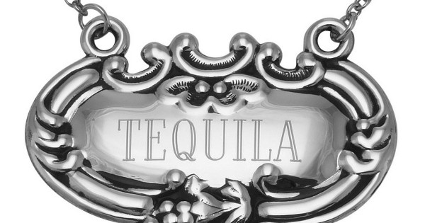 Tequila Liquor Decanter Label / Tag - Sterling Silver - LL-409